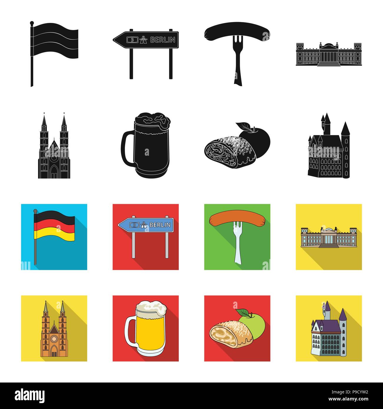Country Germany black,flet icons in set collection for design. Germany ...