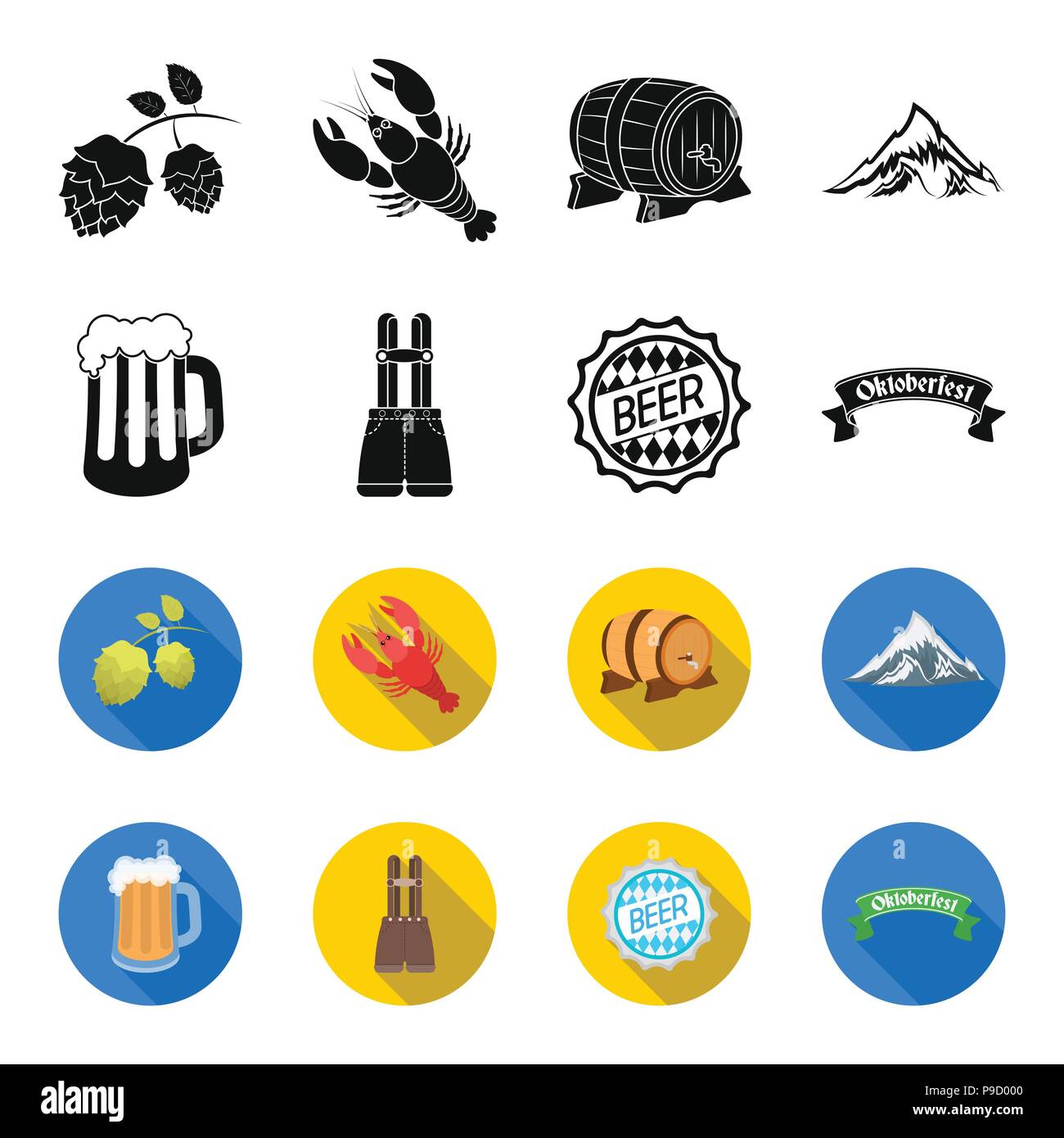 Shorts with suspenders, a glass of beer, a sign, an emblem. Oktoberfest ...