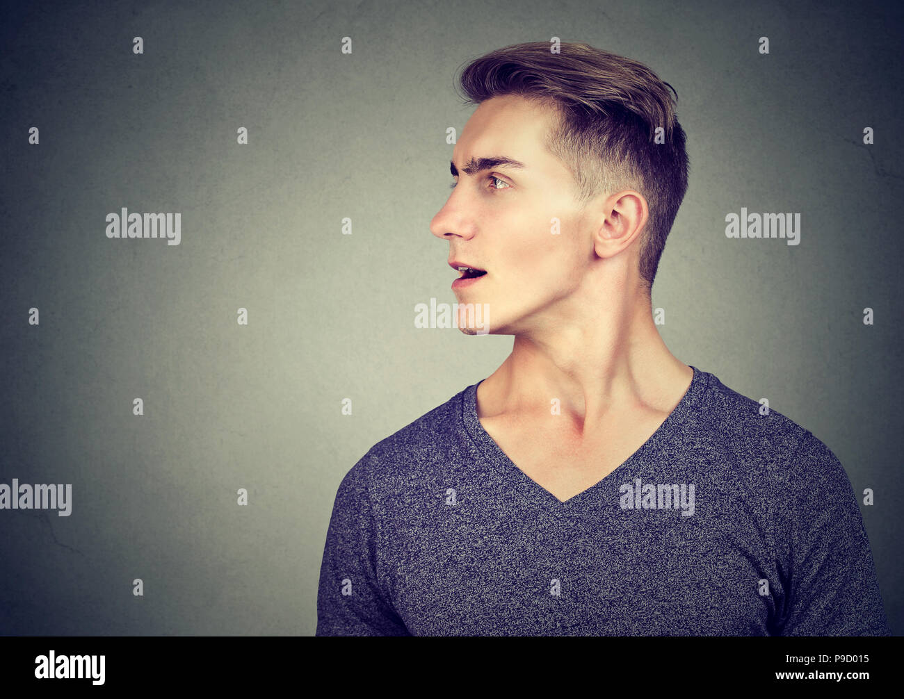 Man mouth open side profile hi-res stock photography and images - Alamy