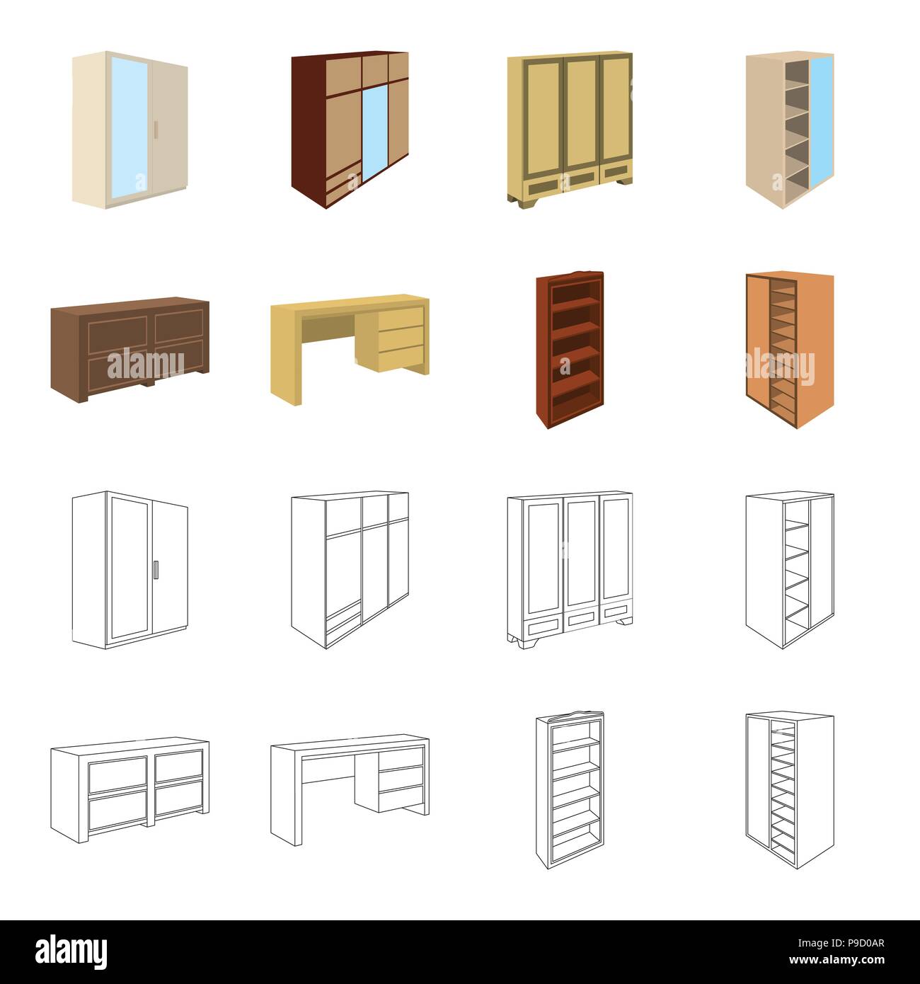 Wardrobe with mirror, wardrobe, shelving with mezzanines. Bedroom ...