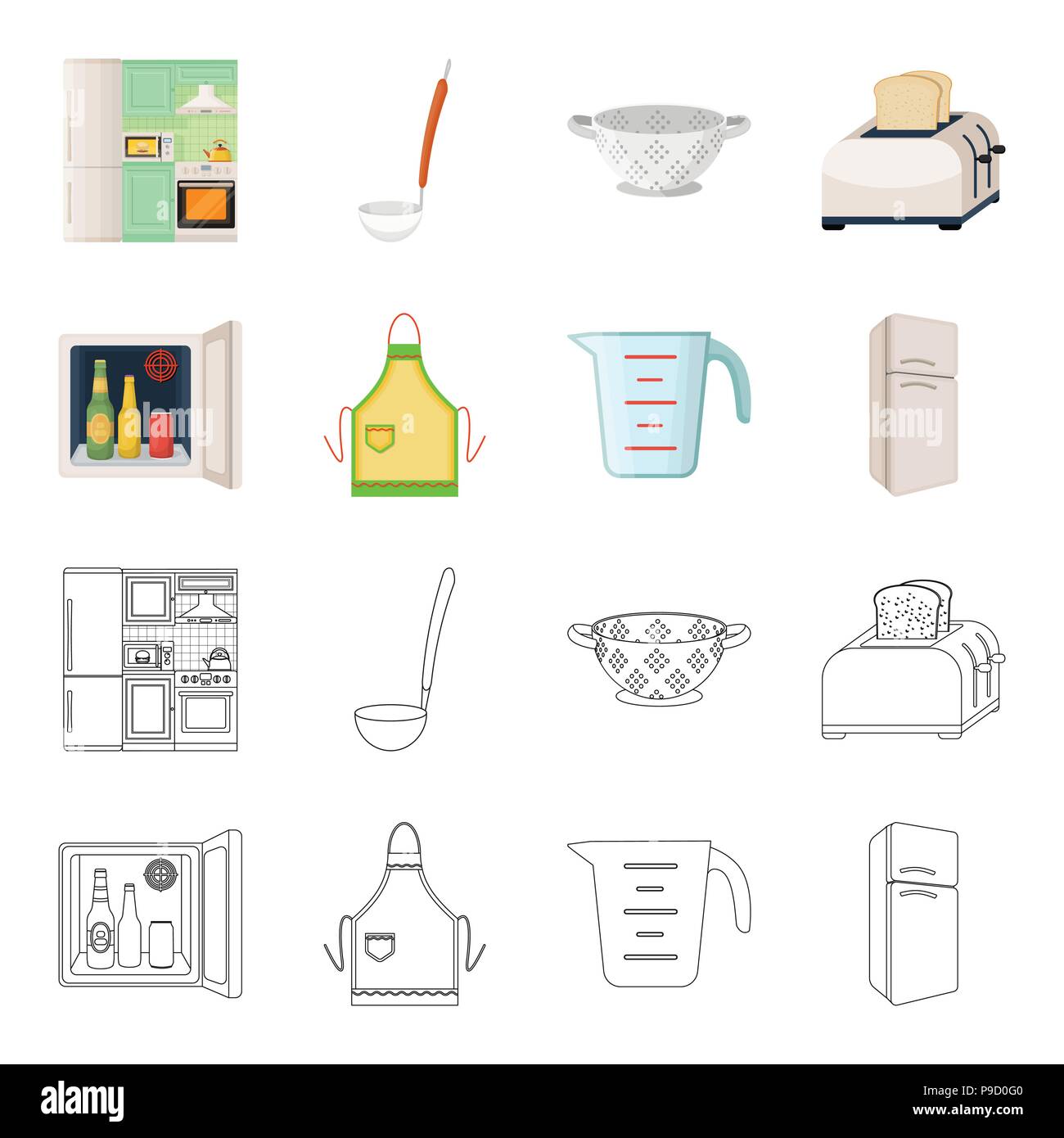 Kitchen equipment cartoon,outline icons in set collection for design ...