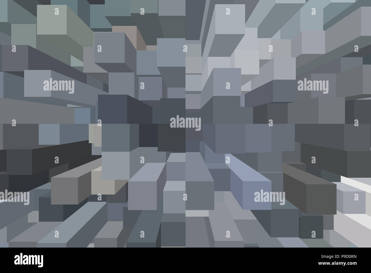 Stacked columns with random heights - many long square cube blocks in ...