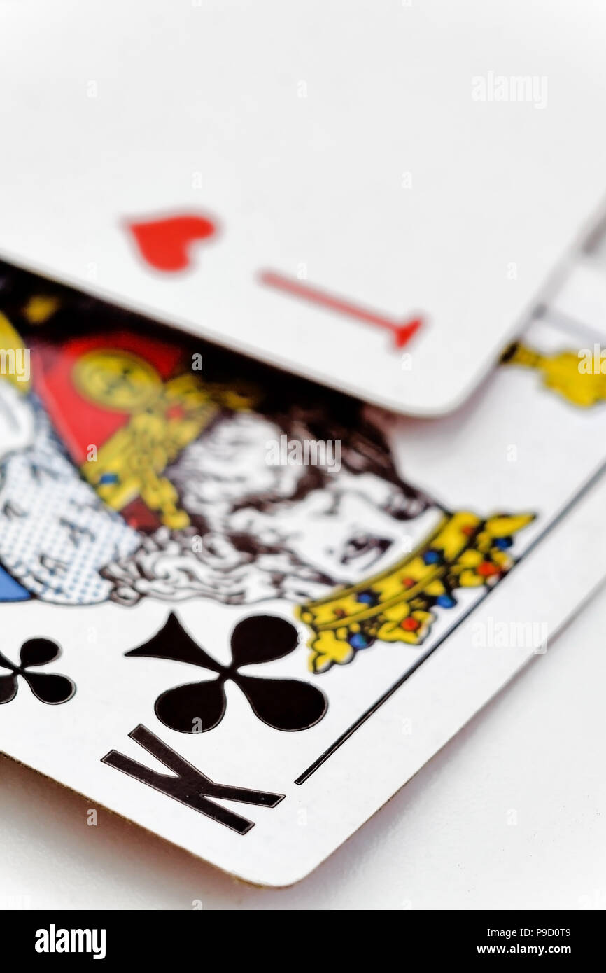 Set of Clubs suit playing cards on wooden desk Stock Photo - Alamy