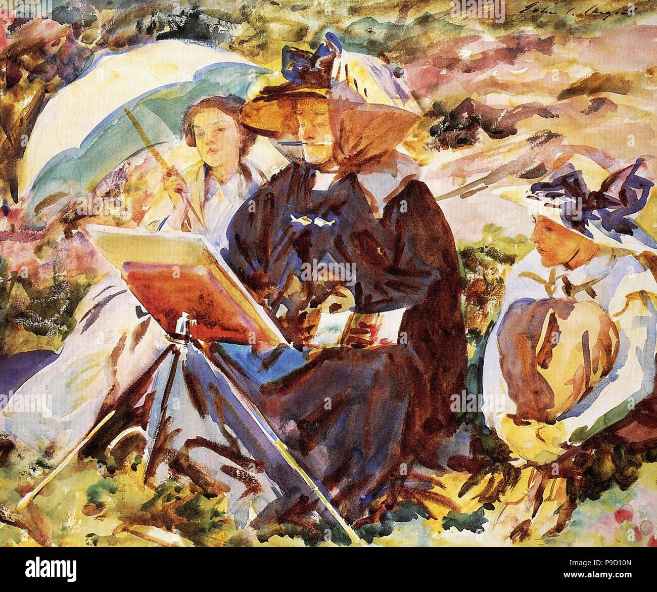 Sargent John Singer - Simplon Pass - the Lesson Stock Photo - Alamy