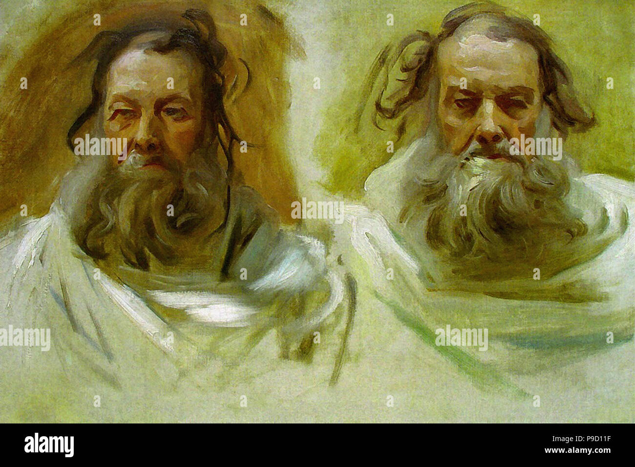 Sargent John Singer - Study of Two Heads for 'the Prophets' Stock Photo ...