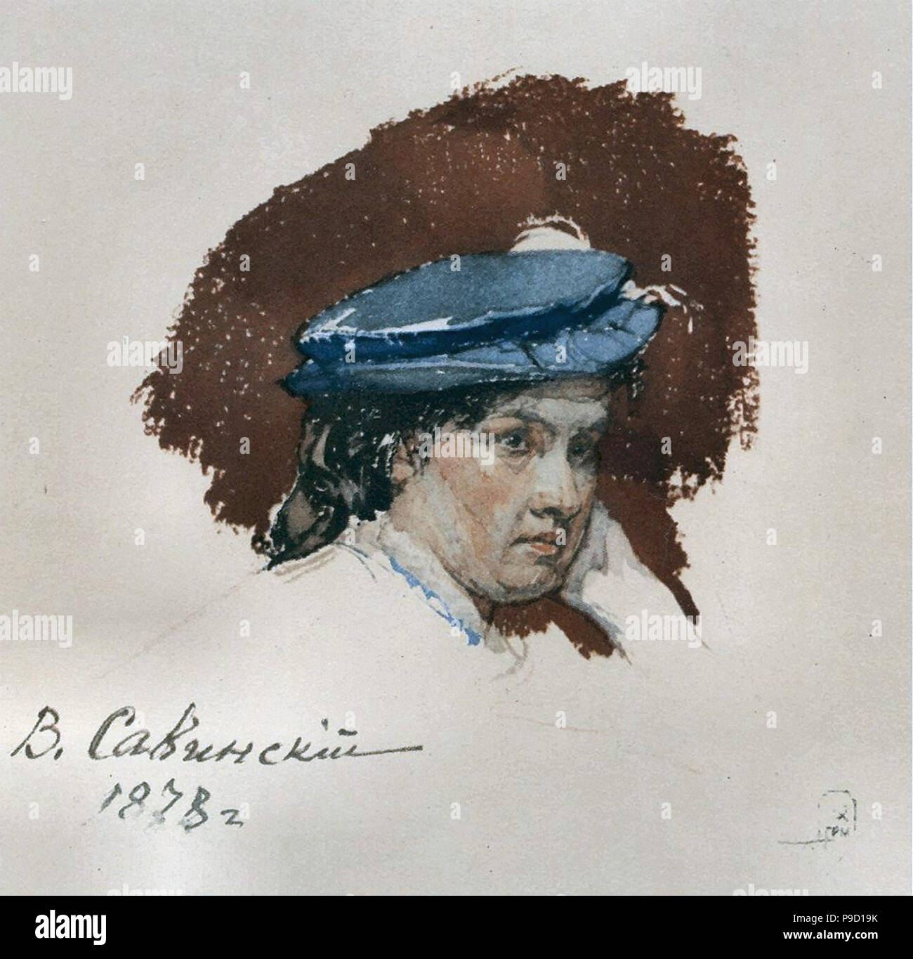 Savinsky Vasili Evmenevich - Woman in a Blue Hat Stock Photo - Alamy