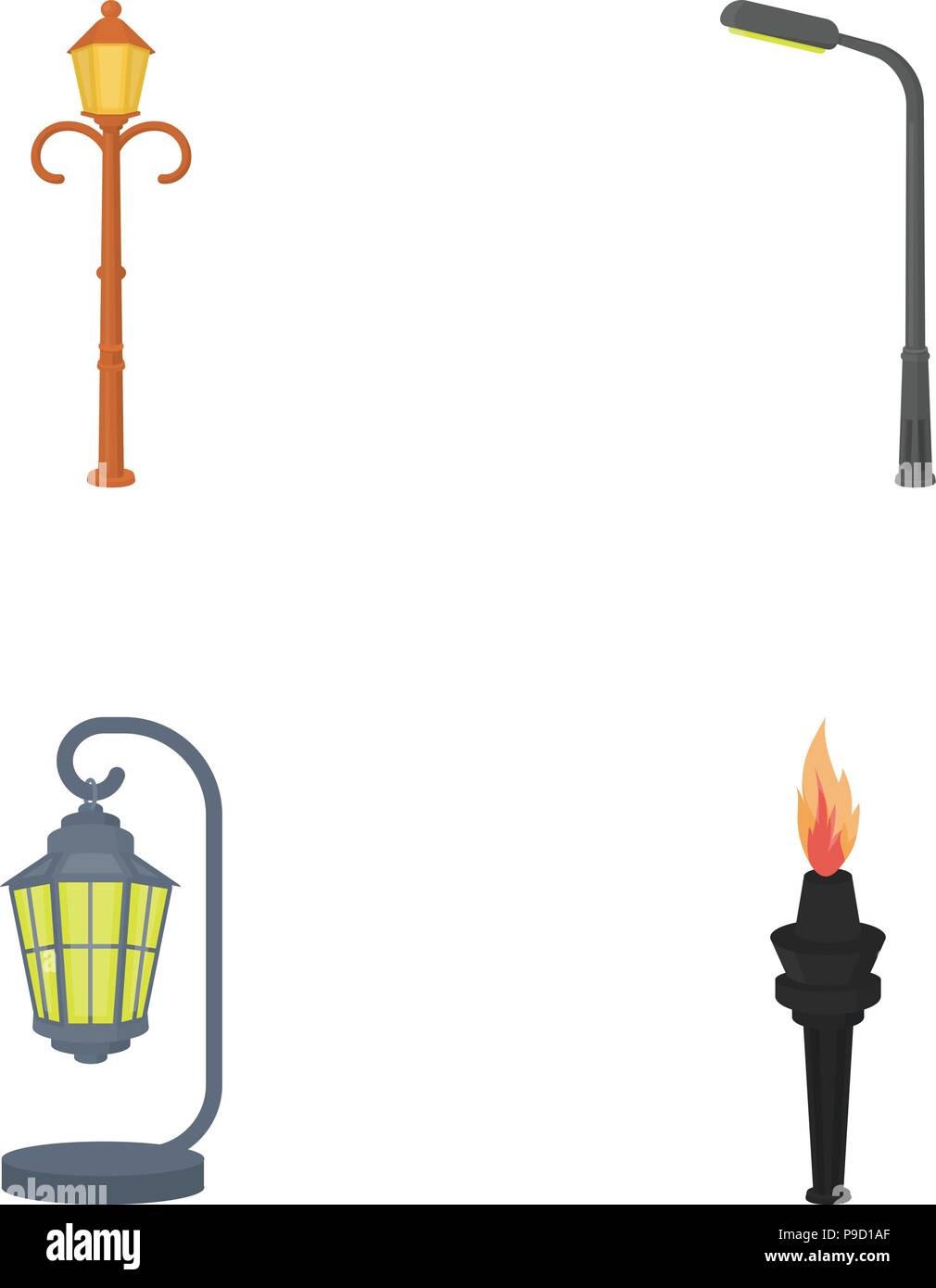 Lamppost in retro style,modern lantern, torch and other types of ...
