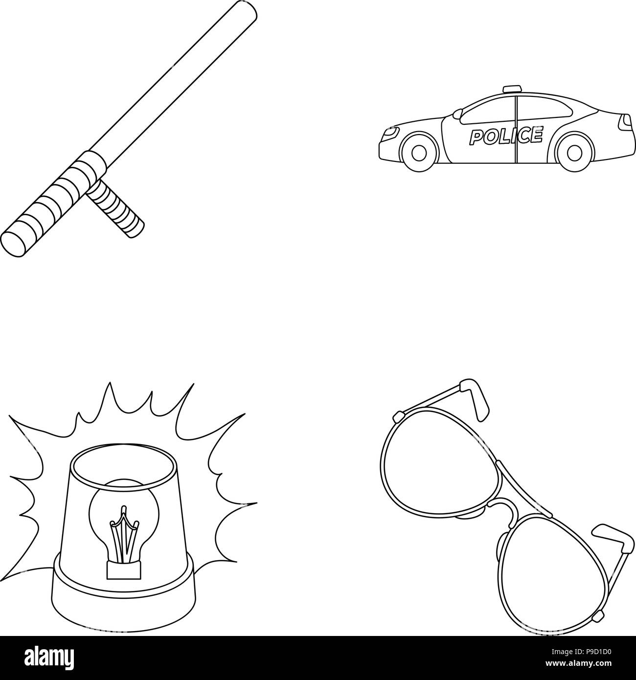 car,collection,crime,discipline,glasses,icon,illustration,isolated,lamp ...