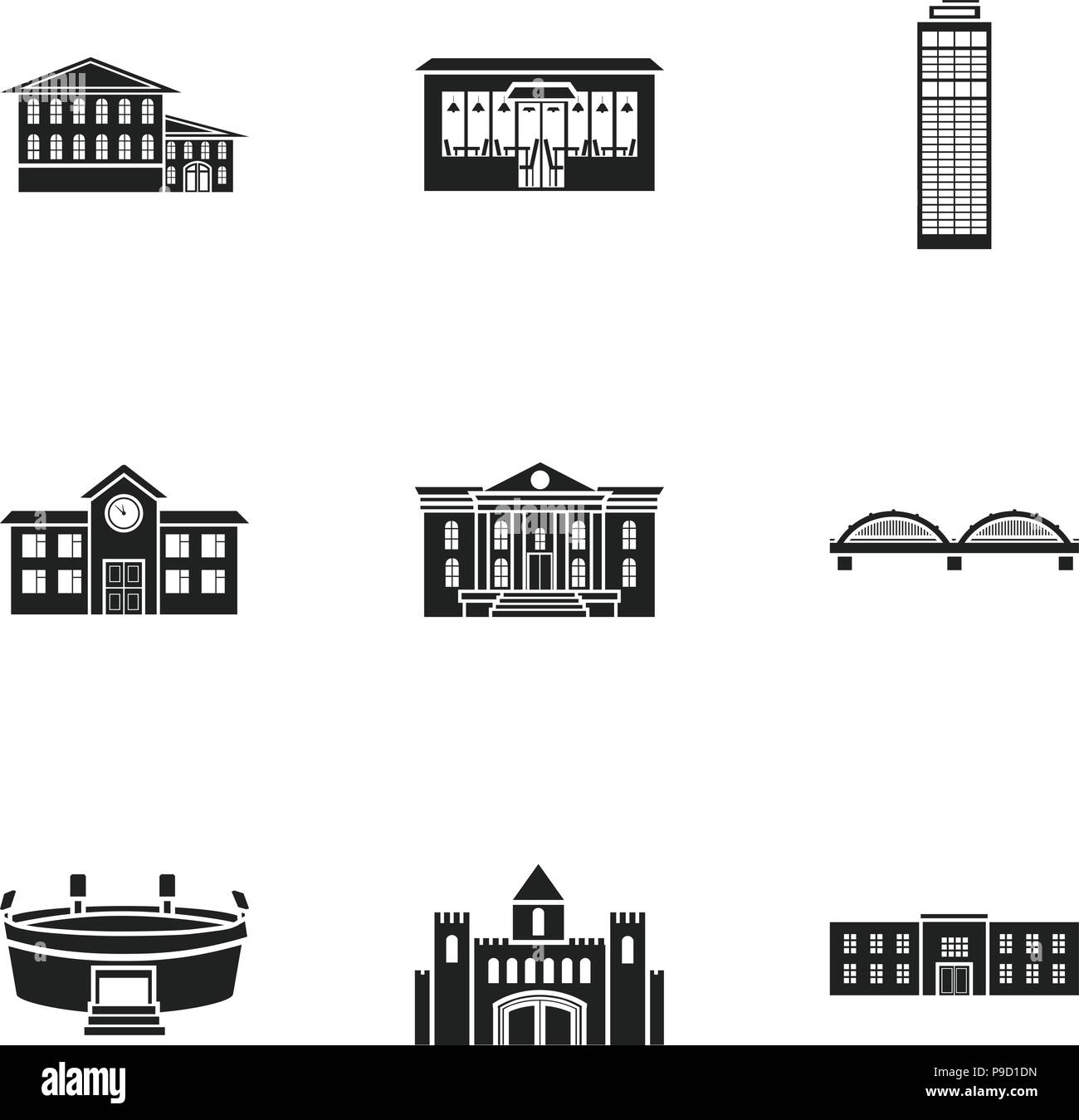 Building set icons in black style. Big collection of building vector ...