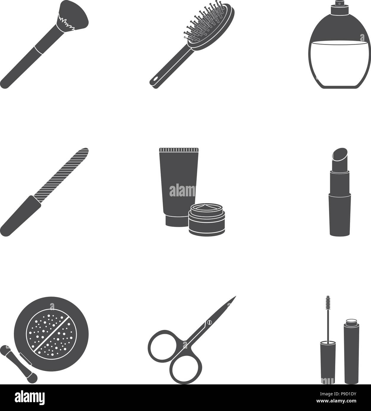 Make up set icons in black style. Big collection of make up vector ...