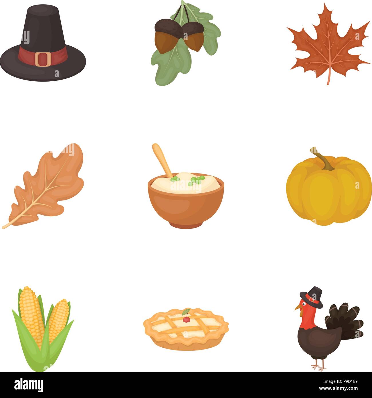 Canadian Thanksgiving Day set icons in cartoon style. Big collection of ...