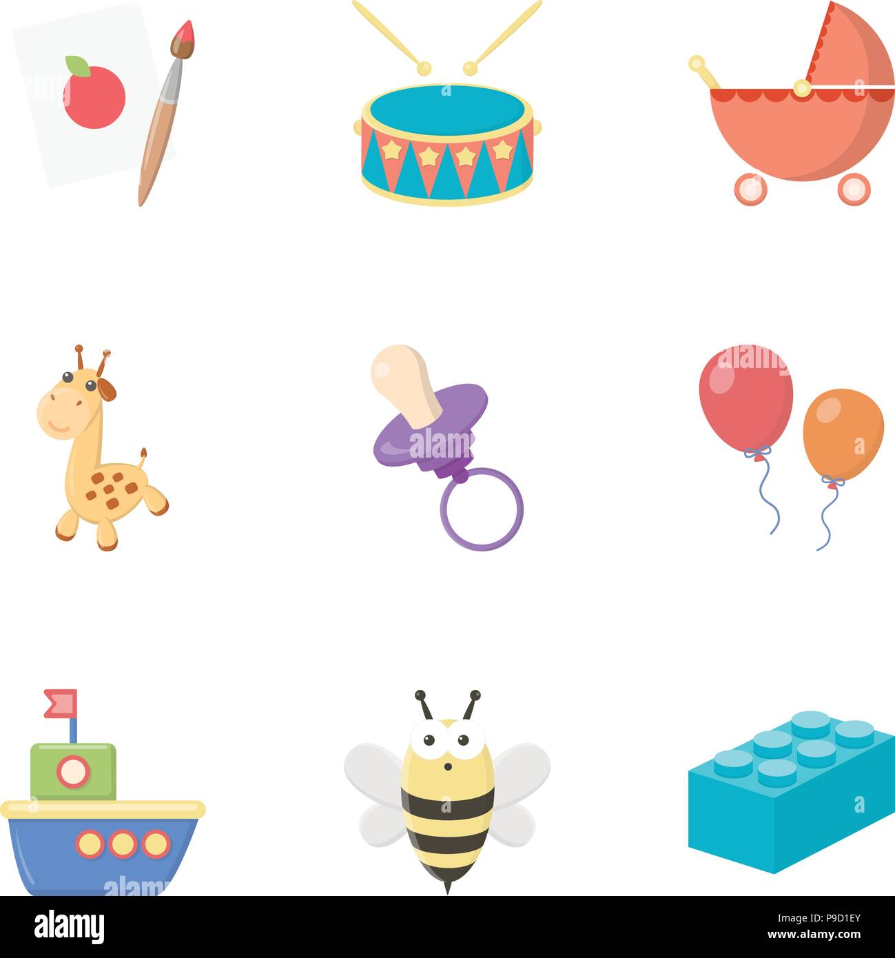 Toys set icons in cartoon style. Big collection of toys vector symbol ...