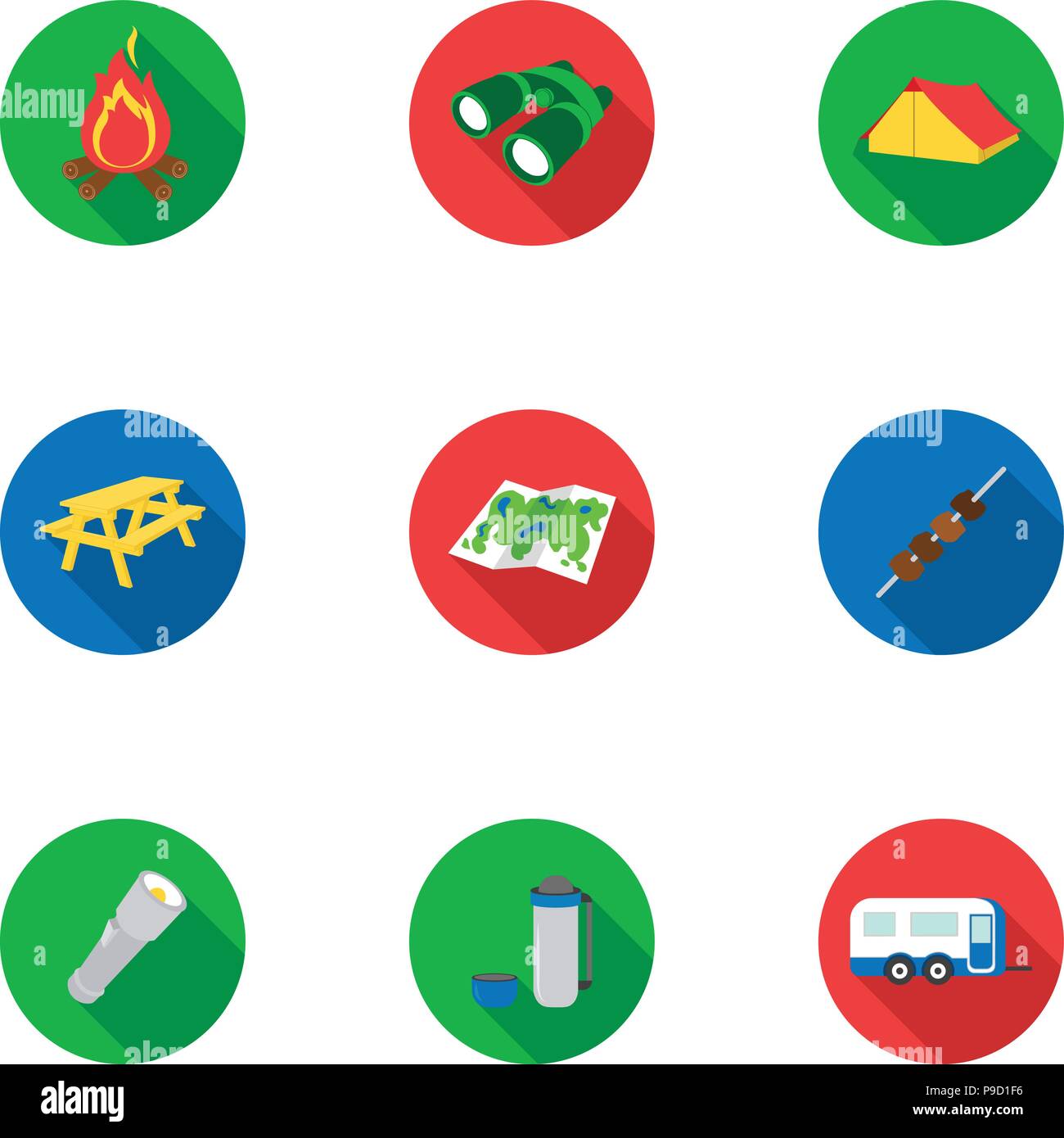 Camping set icons in flat design. Big collection of camping vector ...