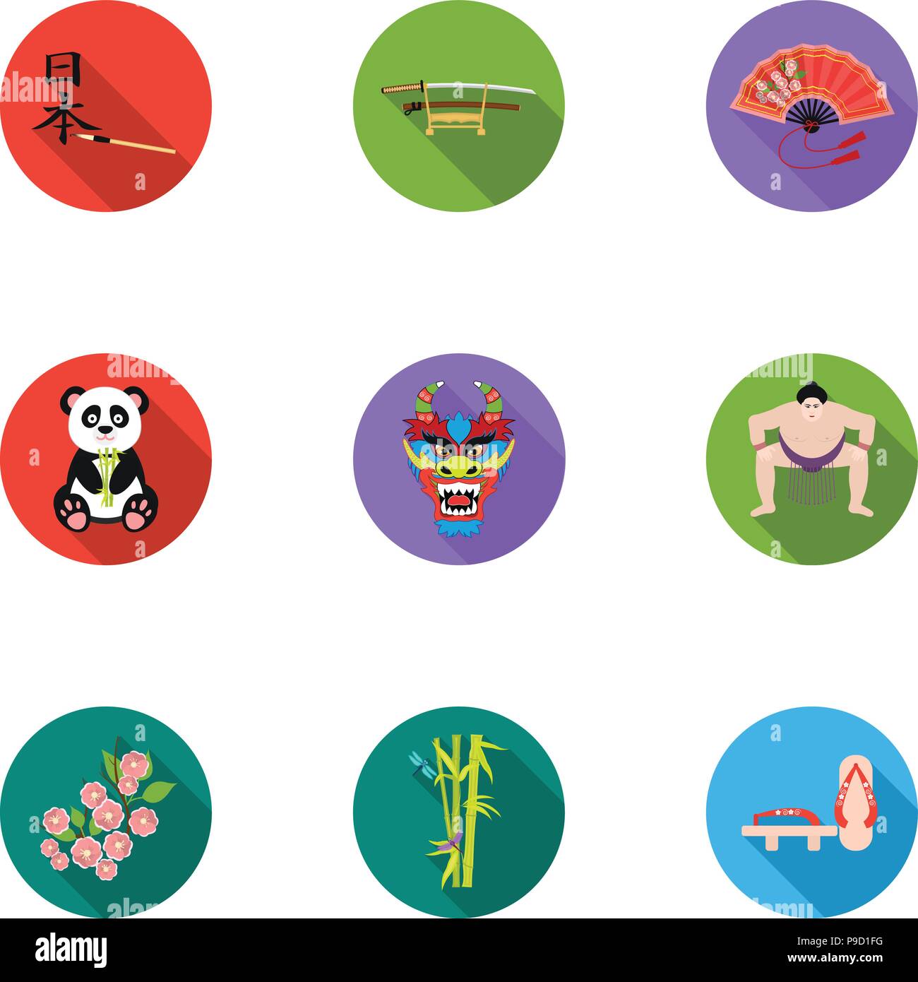 Japan set icons in flat style. Big collection of Japan vector symbol ...