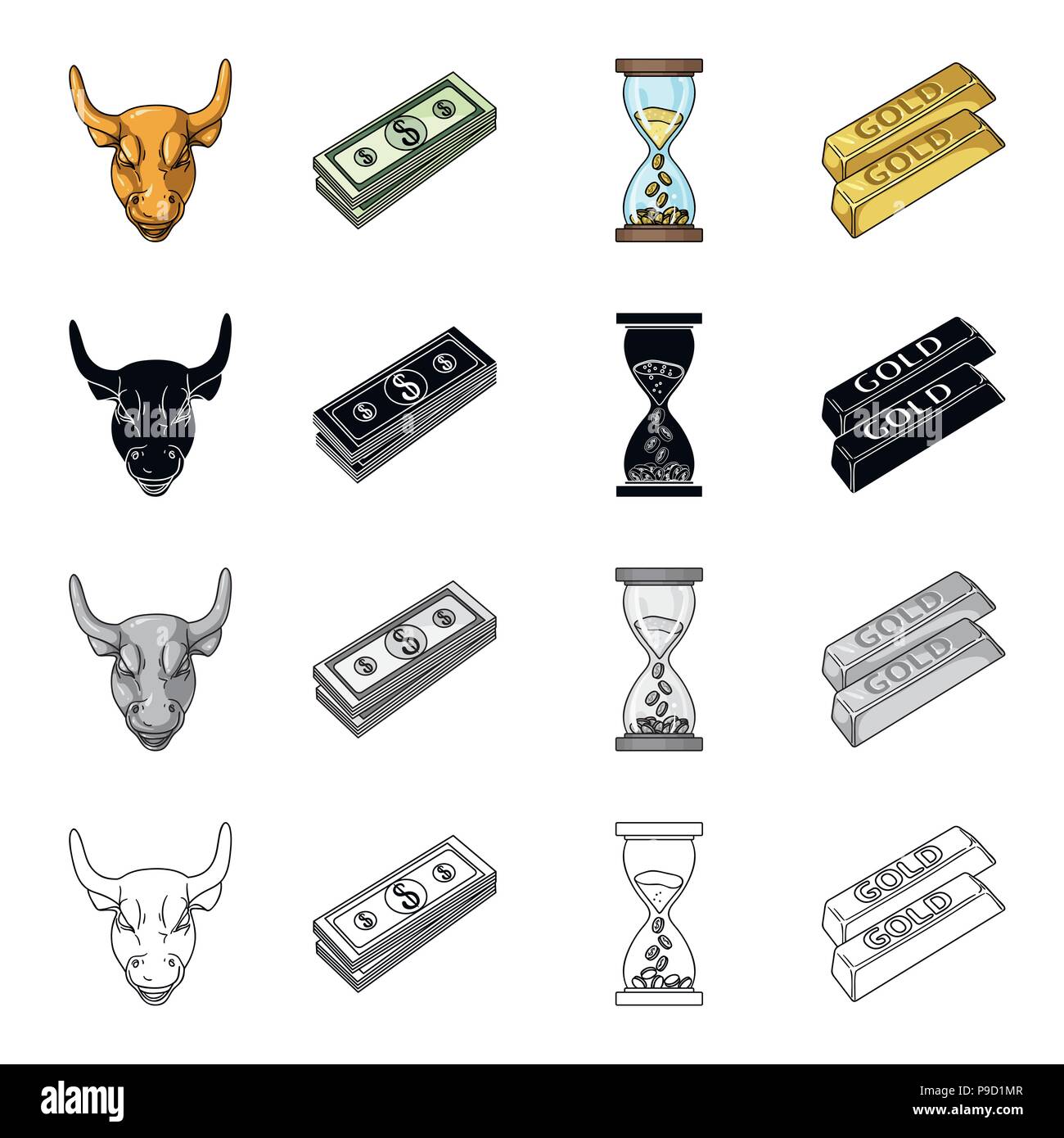 Bullion, bank, capital and other icon in cartoon style. Bulb, glass ...