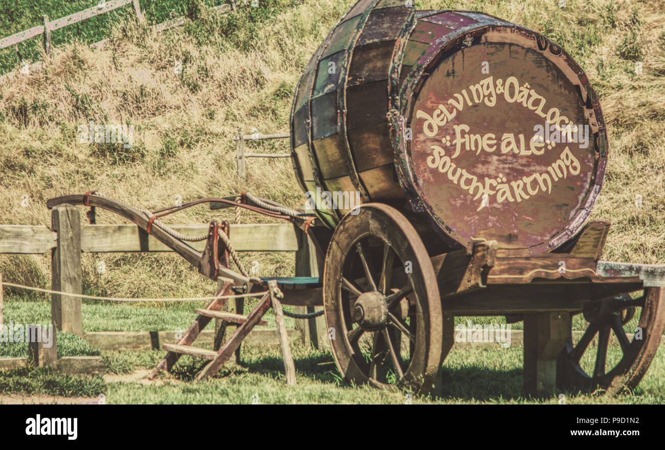 Ale barrel at the Hobbiton movie set, Nz Stock Photo - Alamy