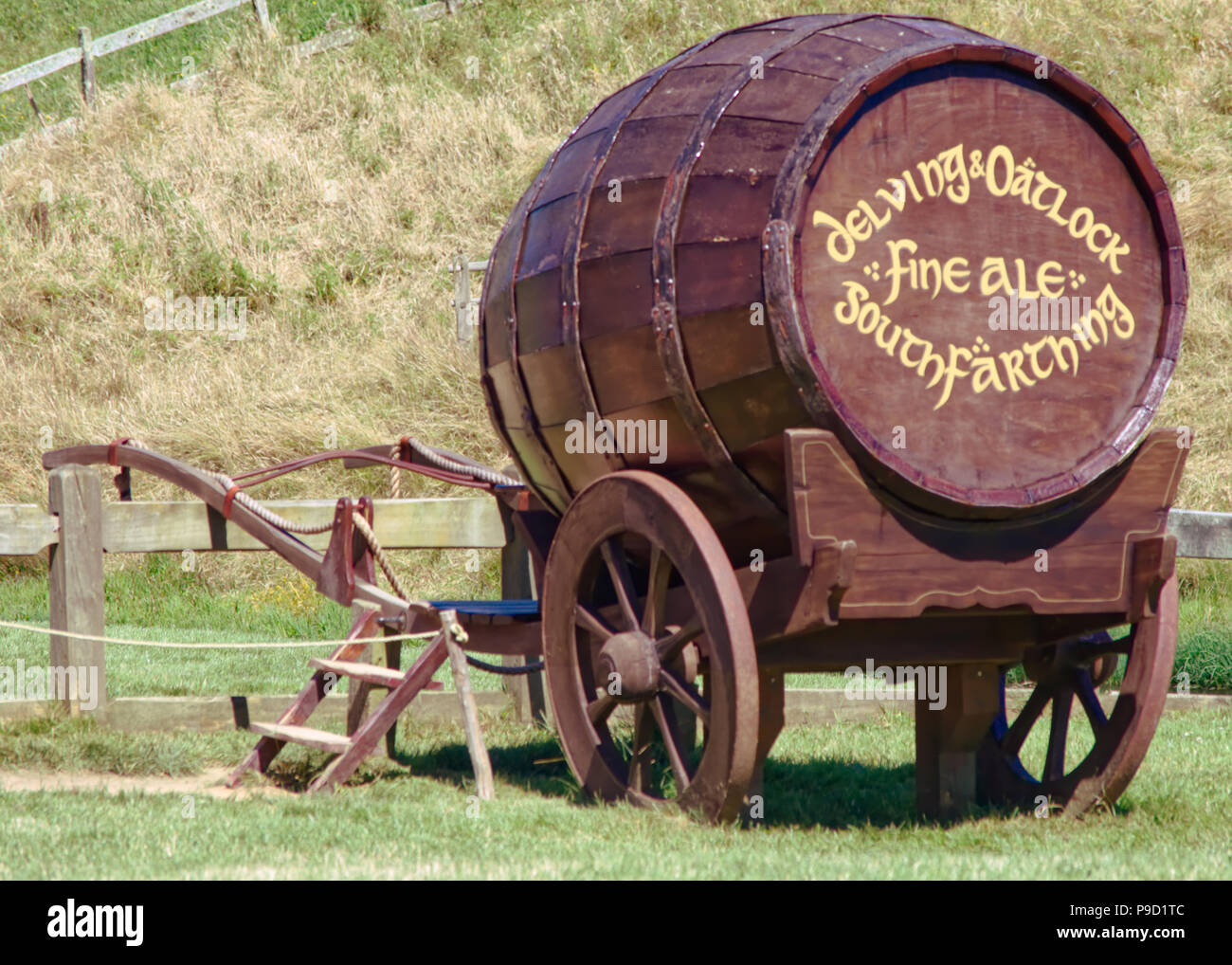 Ale barrel at the Hobbiton movie set, Matamata NZ Stock Photo - Alamy