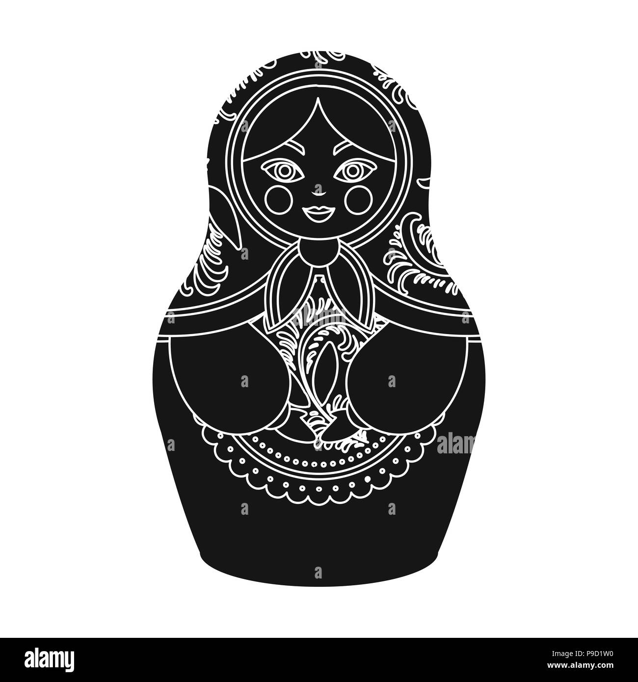 Russian matrioshka icon in black design isolated on white background ...