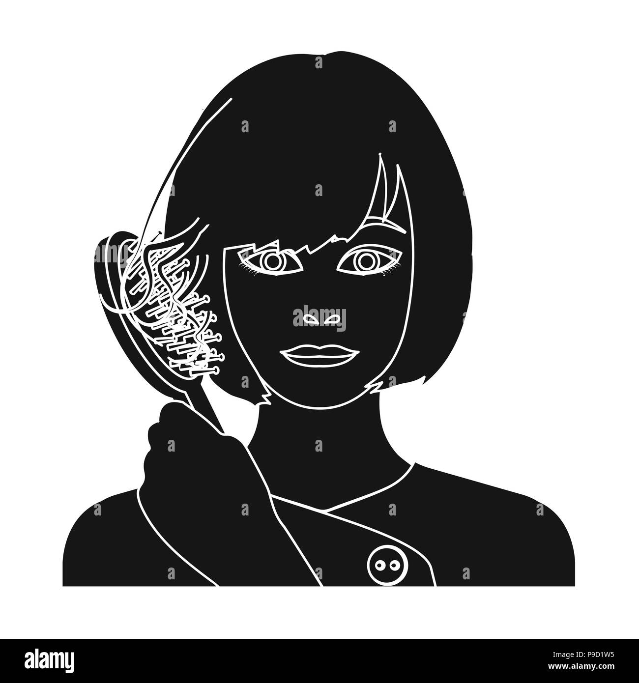 Hair, single icon in black style.Hair, vector symbol stock illustration ...