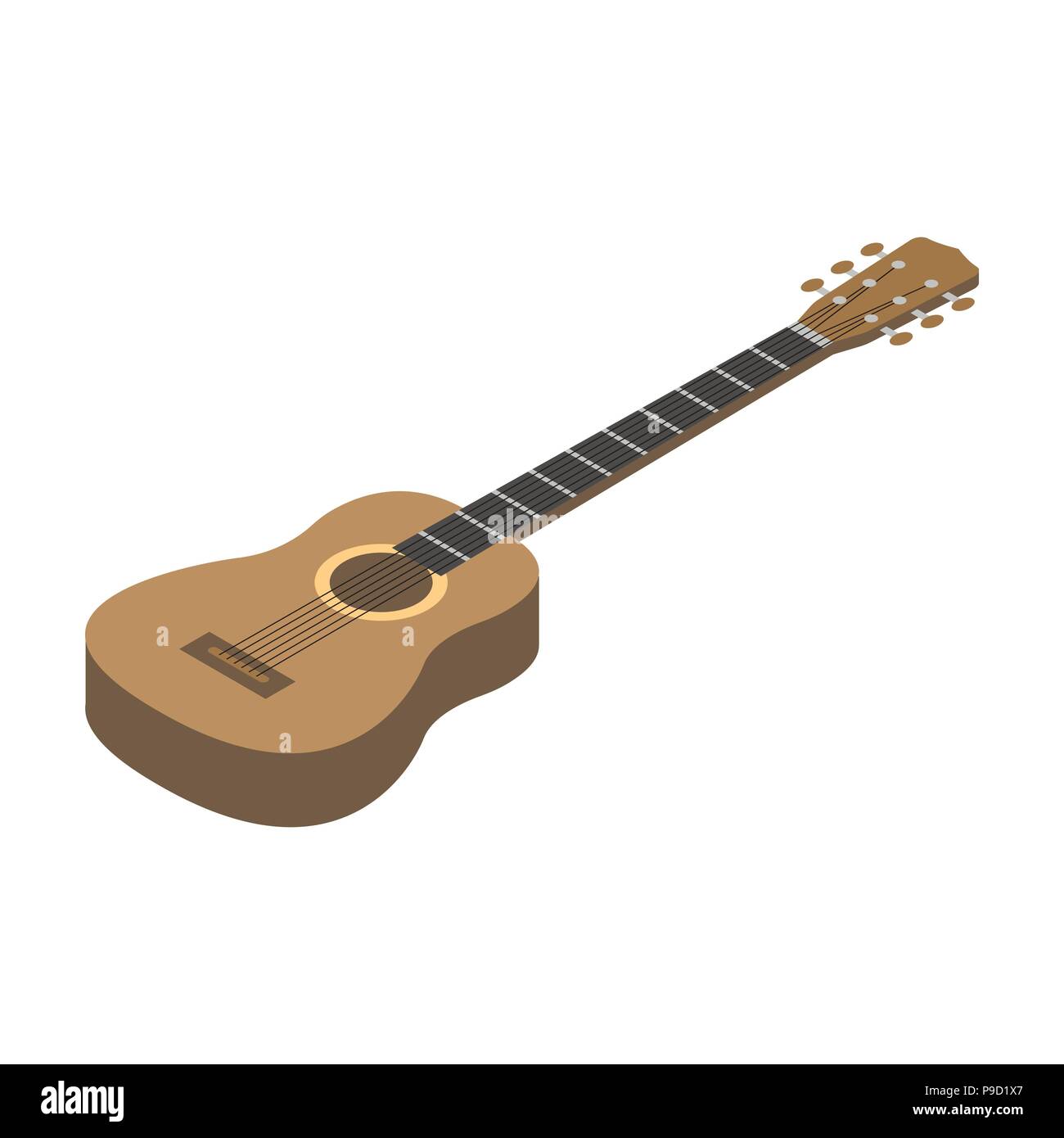 Acoustic guitar icon in cartoon design isolated on white background ...