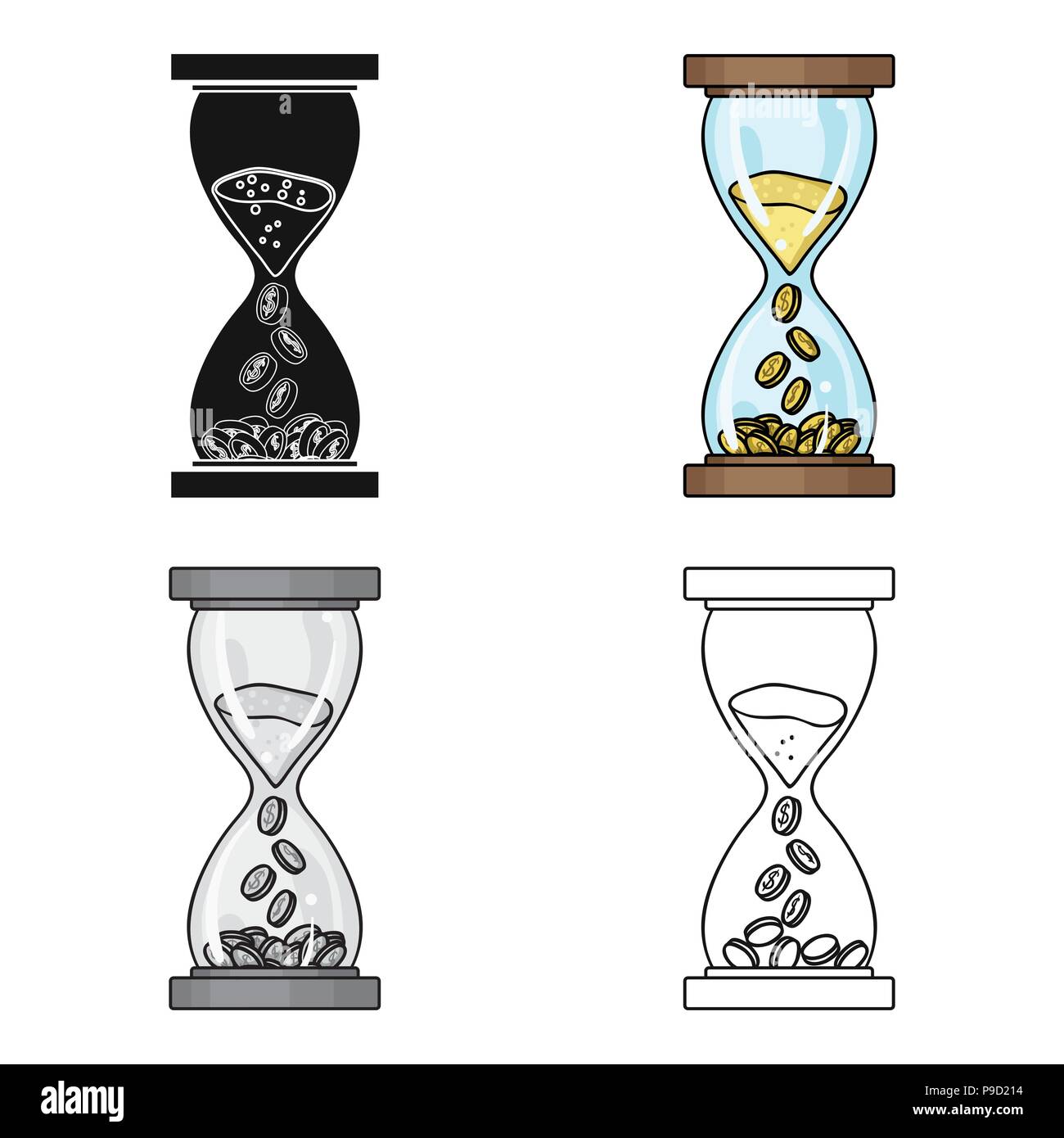 Time Is Money icon in cartoon style isolated on white background. Money ...