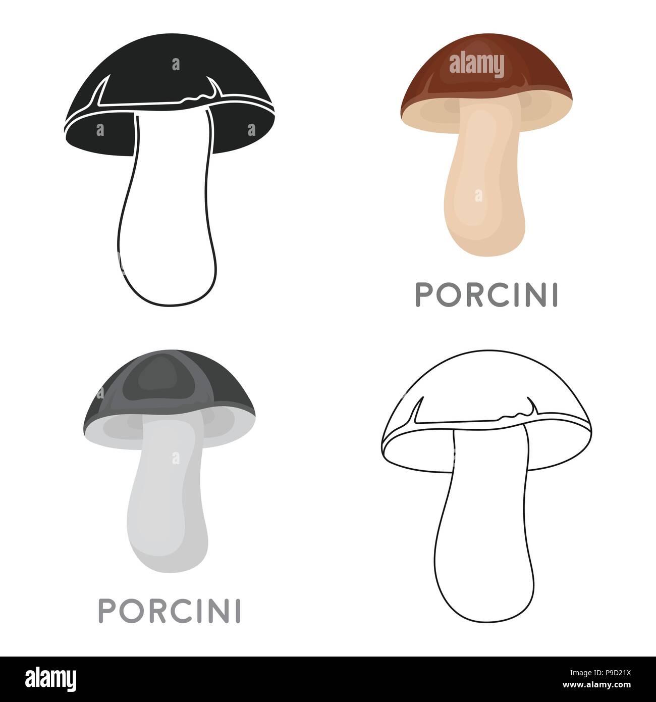 Porcini icon in cartoon style isolated on white background. Mushroom ...