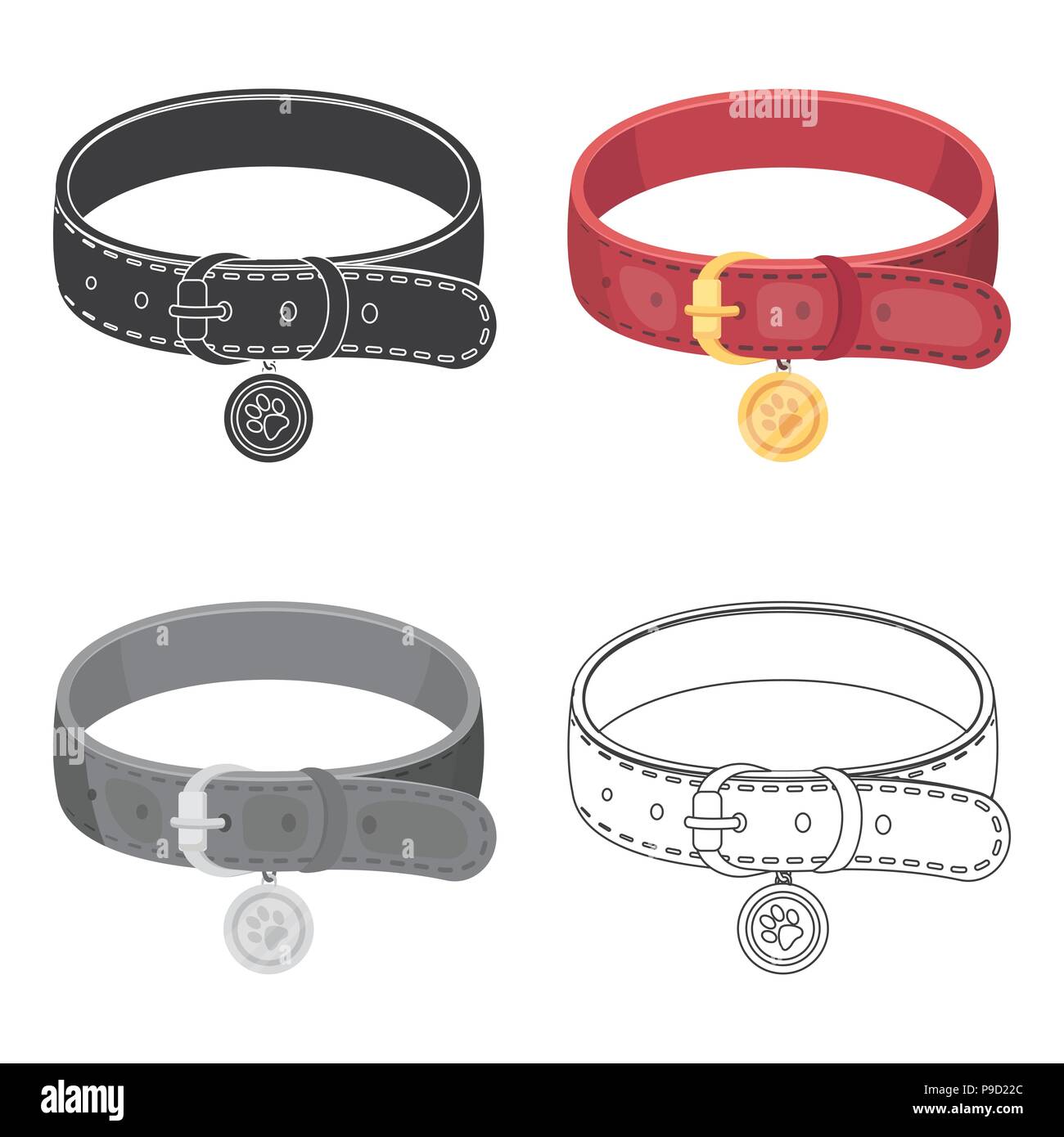 Collar with a medal for an animal.Pet shop single icon in cartoon style ...