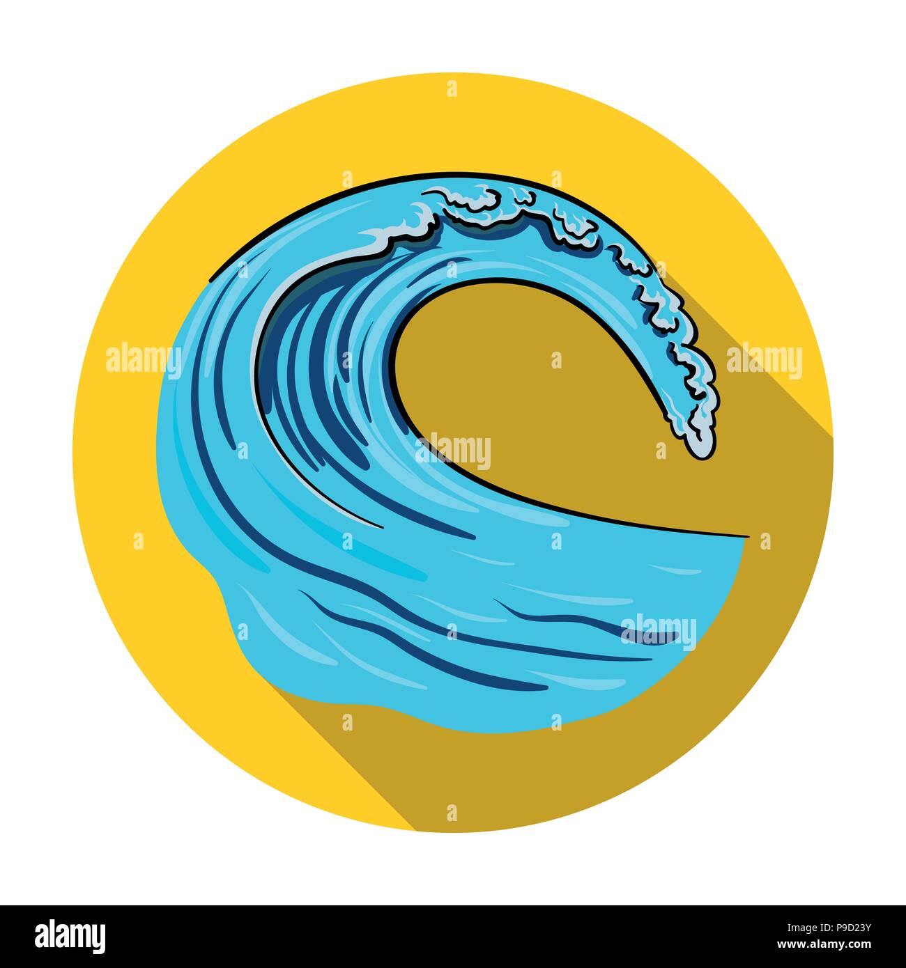 Wave icon in flat design isolated on white background. Surfing symbol ...