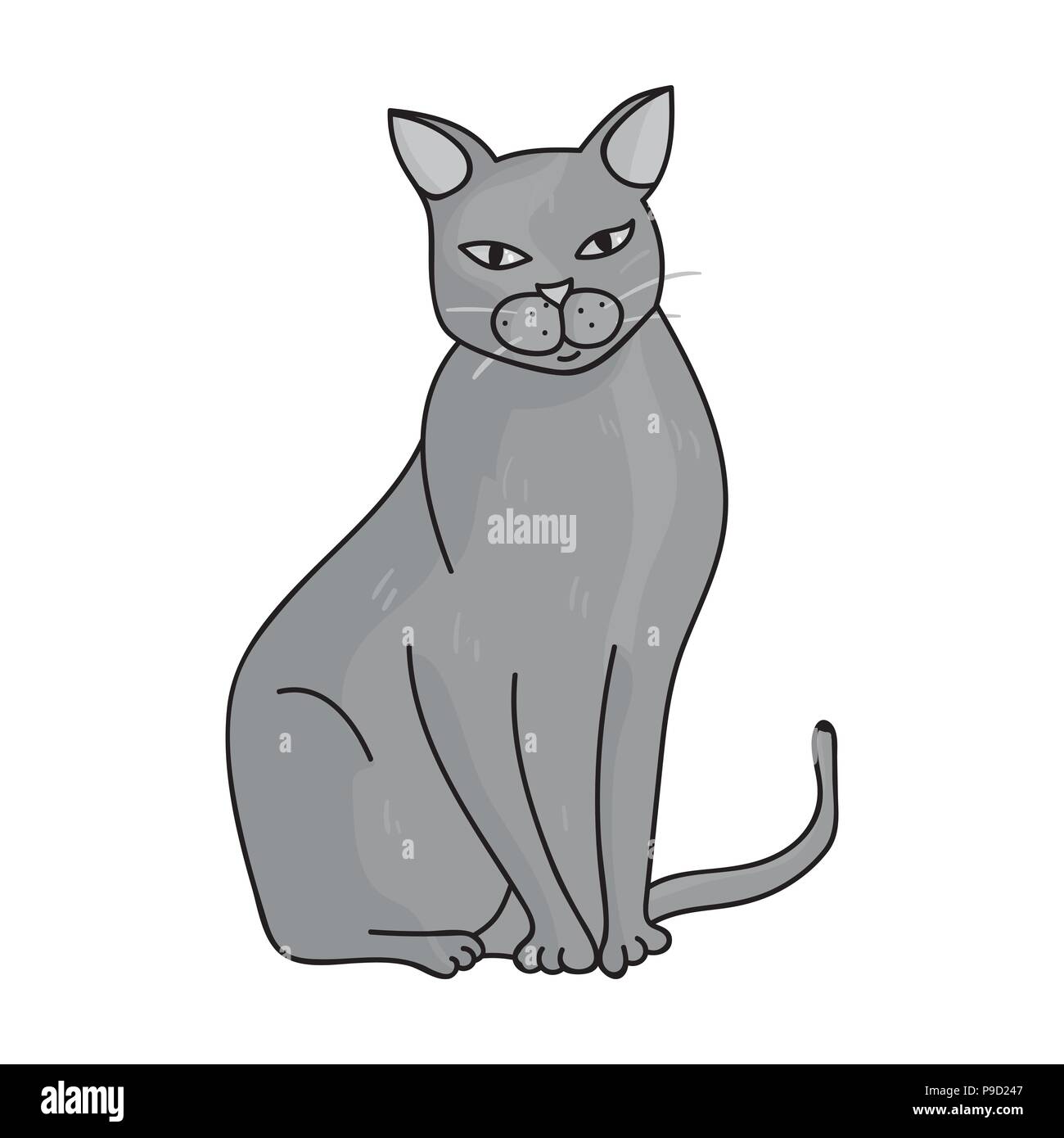 Chartreux icon in monochrome design isolated on white background. Cat ...