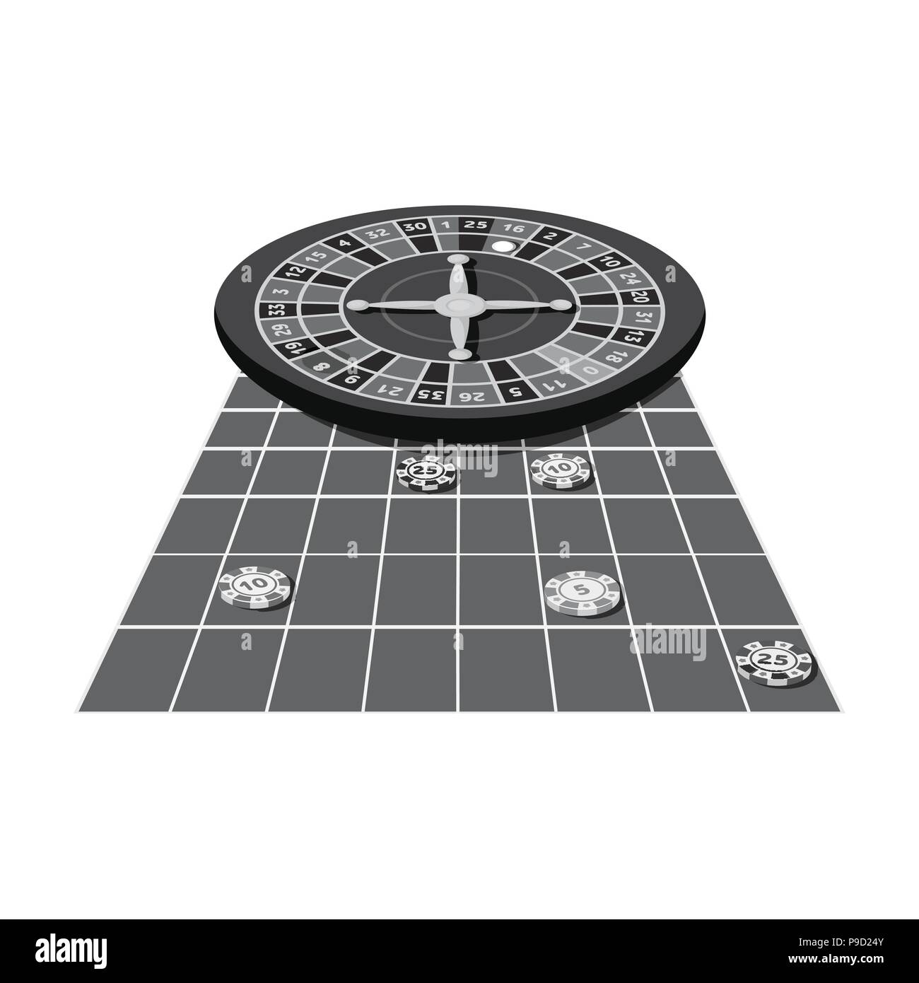 Roulette, single icon in monochrome style.Roulette, vector symbol stock ...