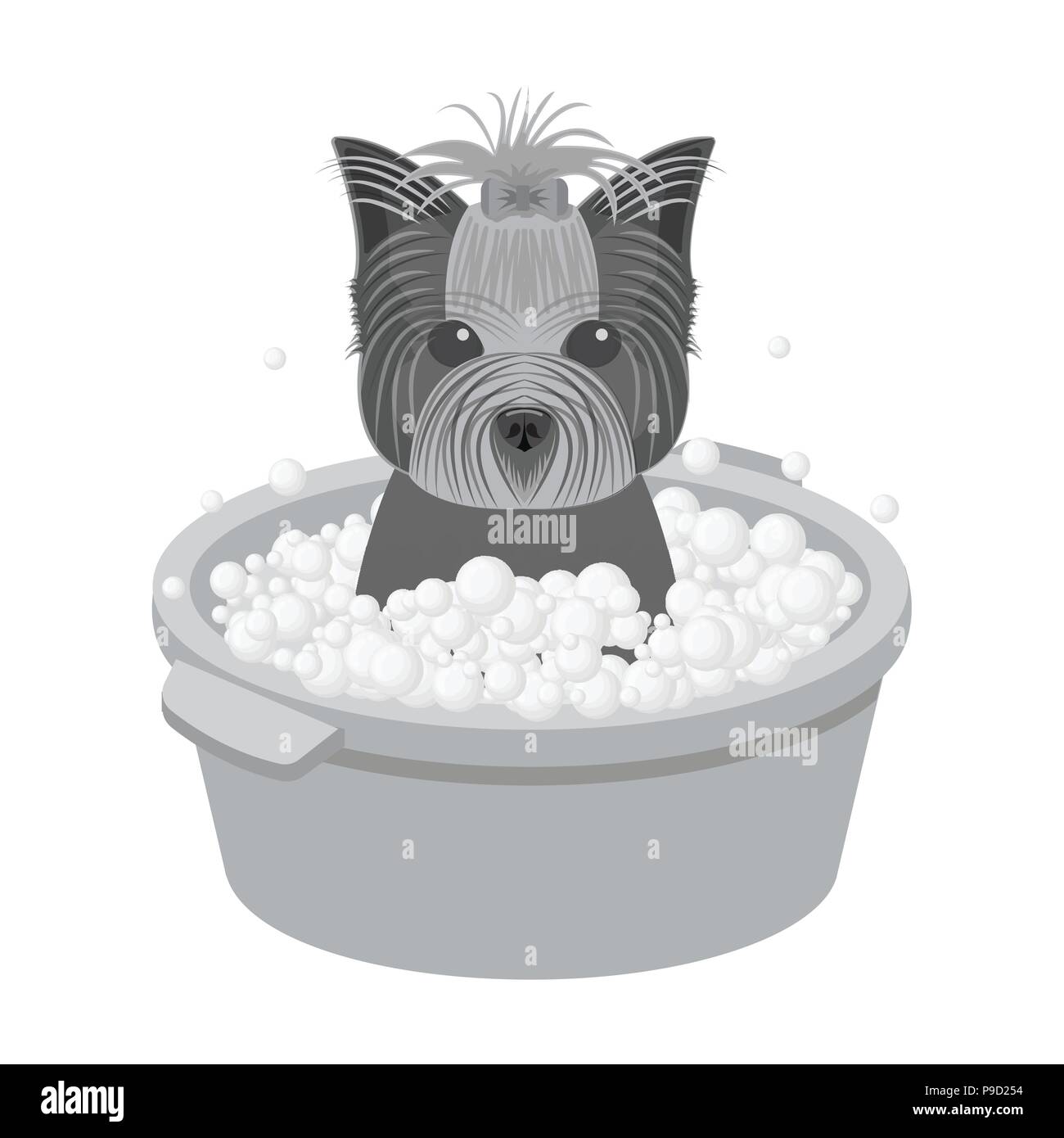 Bathing pet puppy in a bowl. dog,Pet,dog care single icon in monochromt ...