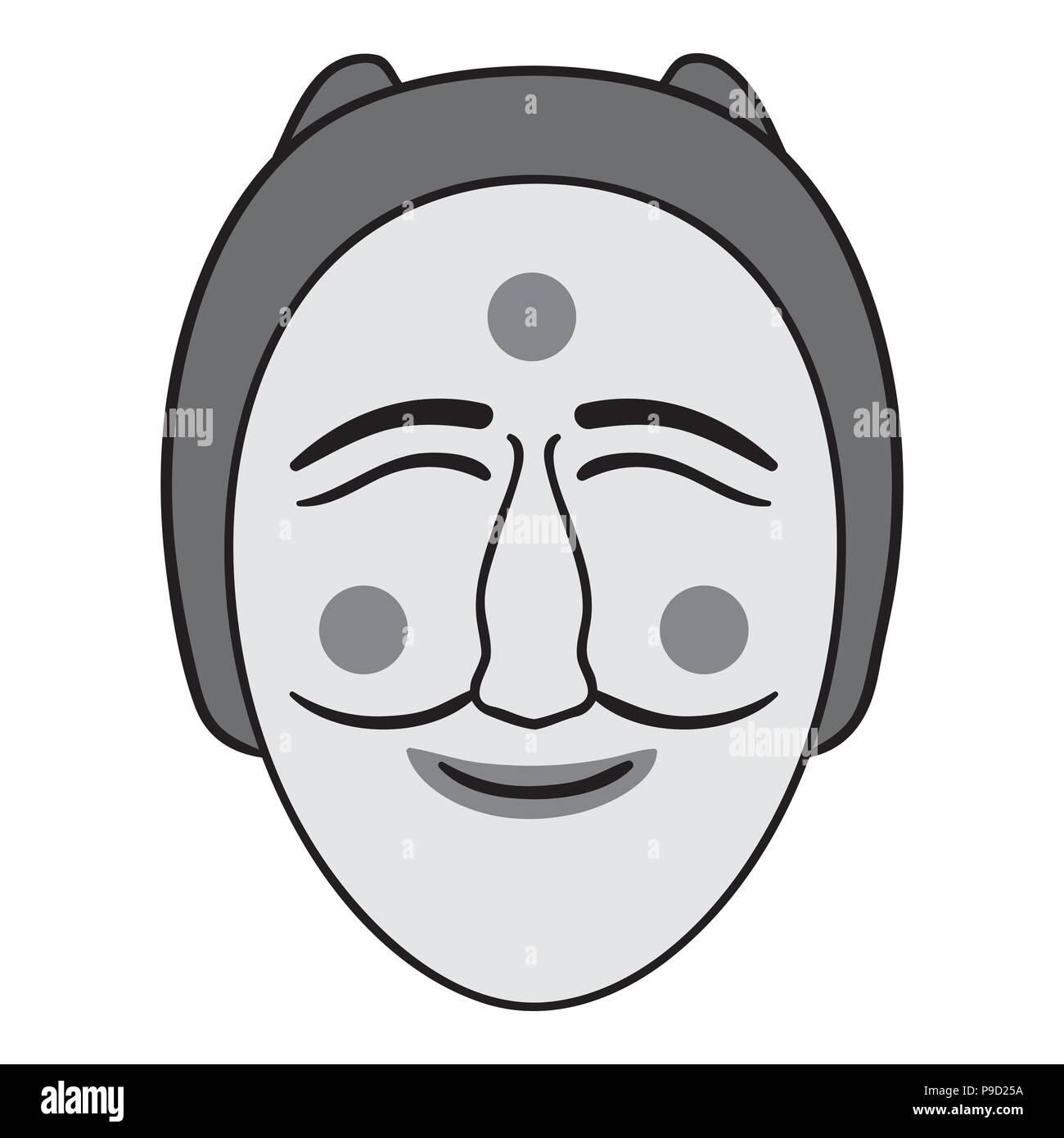 Hahoe mask icon in monochrome style isolated on white background. South ...