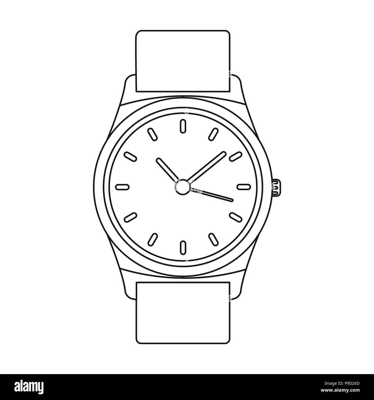 Golden watch icon in outline style isolated on white background ...