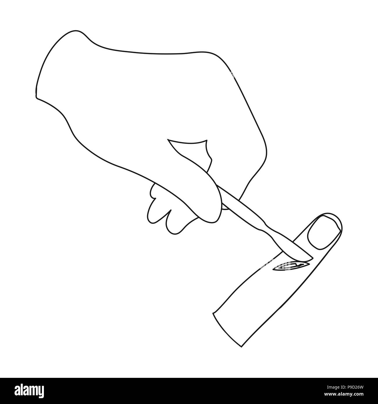 Cut the finger with a surgical scalpel. Surgery single icon in outline ...
