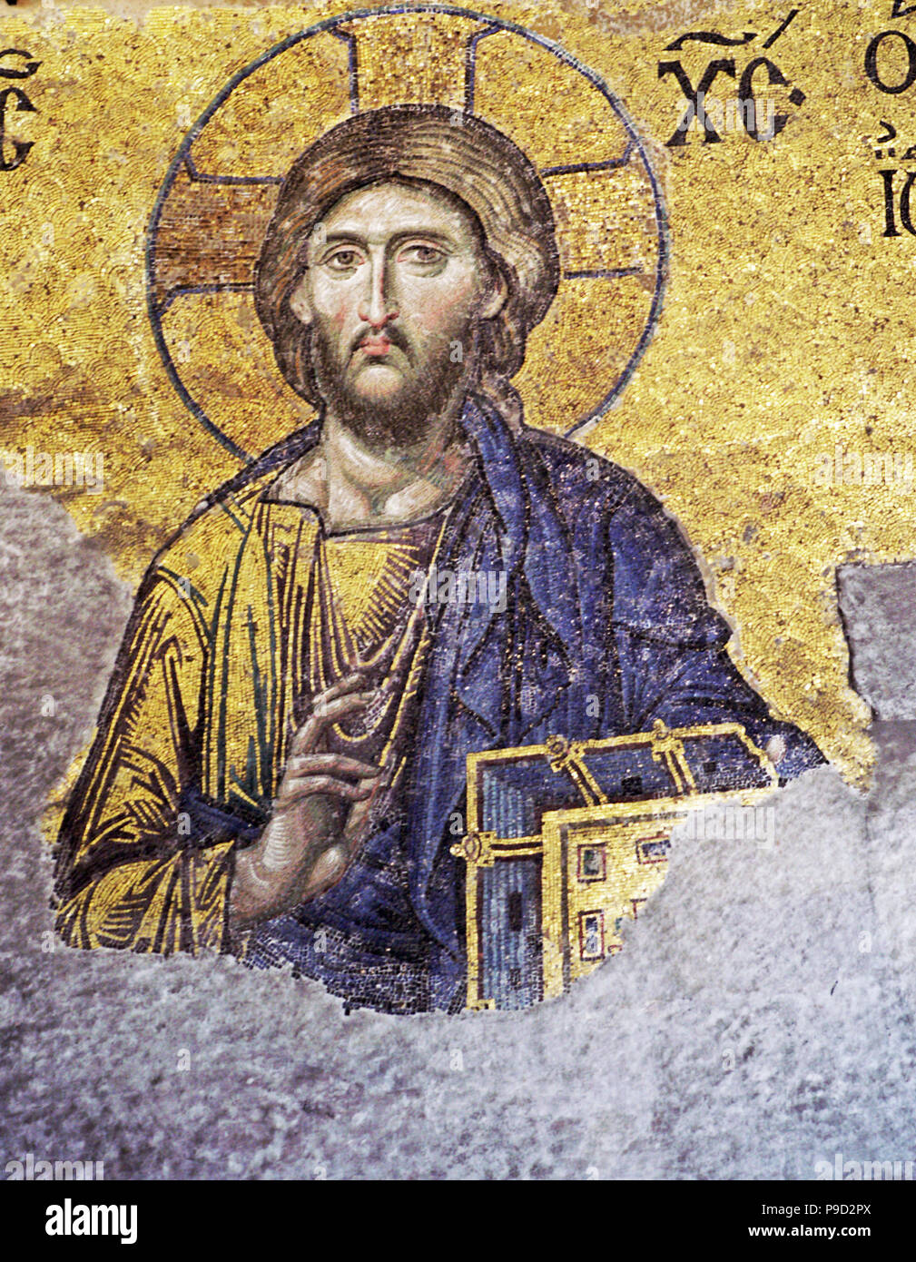 Mosaic of Jesus Christ in the old church of Hagia Sophia in Istanbul ...