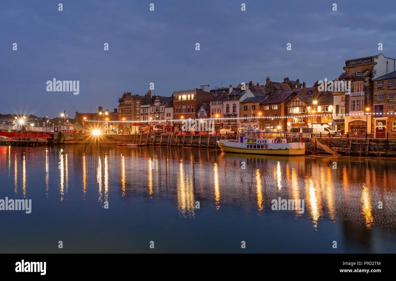 Whitby harbour night lights hi-res stock photography and images - Alamy