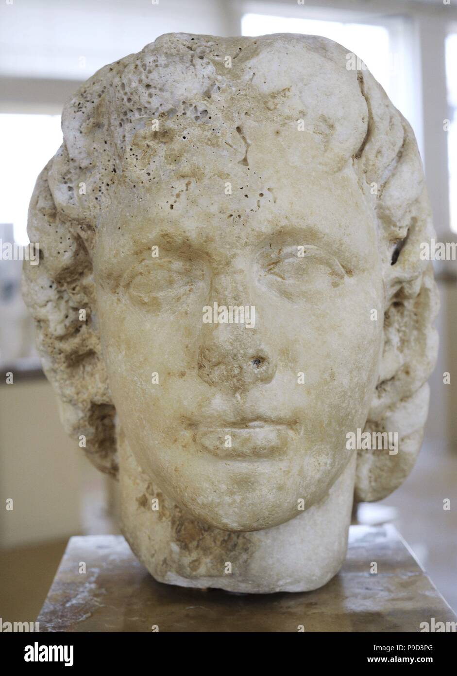 Head of Alexander the Great (356 BC-323 BC). Bust. Marble. Roman copy ...