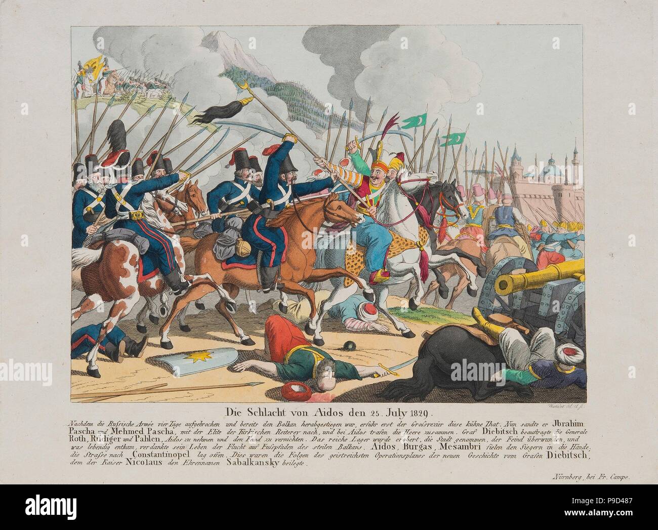 The Battle of Aytos on 25 July 1829. Museum: PRIVATE COLLECTION Stock ...