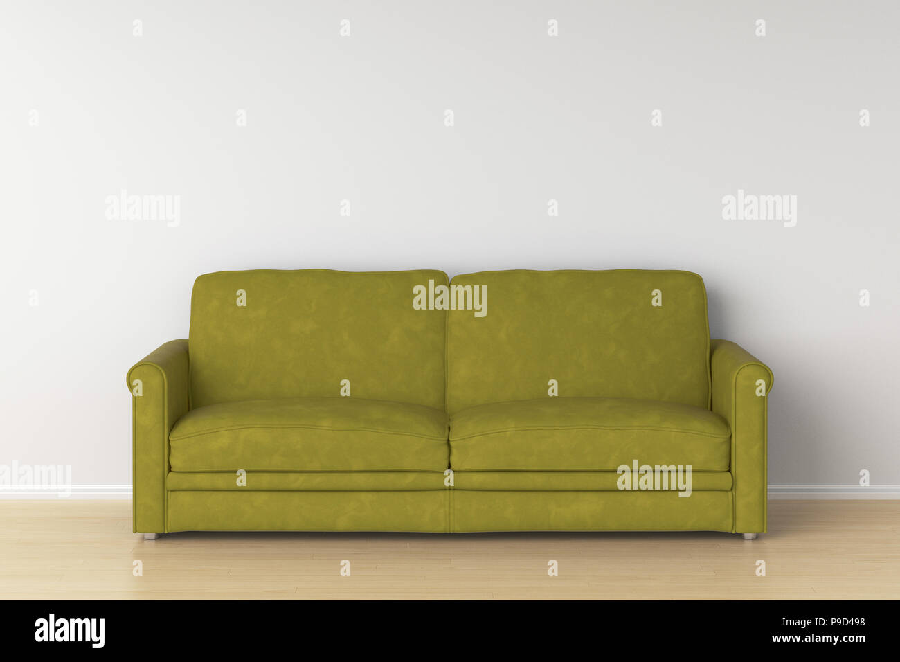 Yellow suede leather sofa in interior. 3d render Stock Photo - Alamy