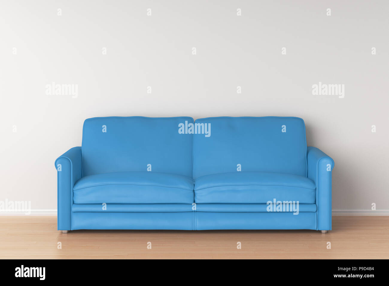 Cyan leather sofa in interior. 3d render Stock Photo - Alamy