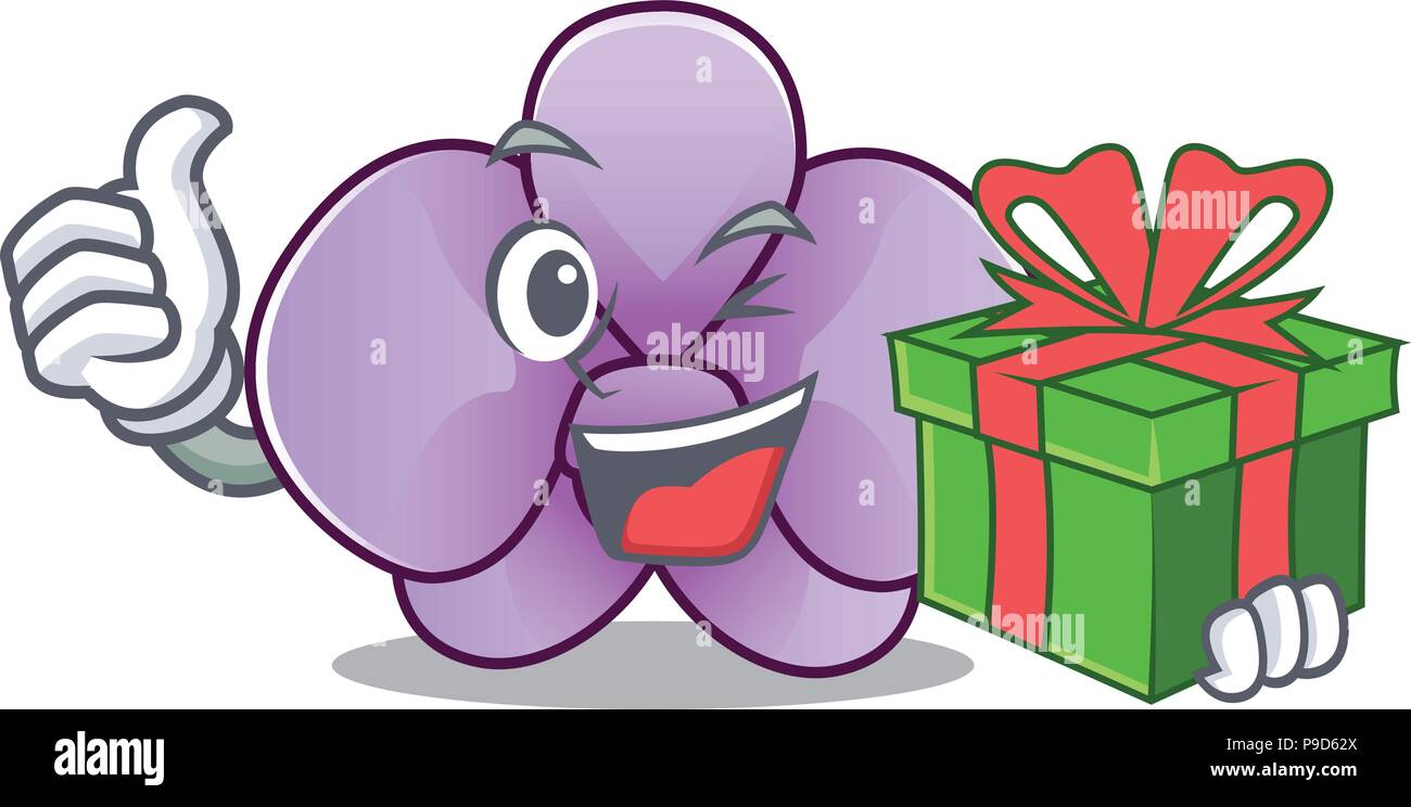 With gift orchid flower mascot cartoon Stock Vector Image & Art - Alamy