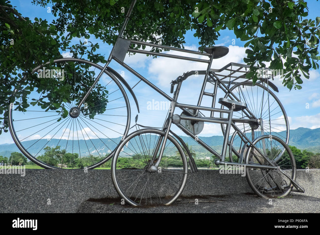 Guanshan,popular,cycling,bicycle,path,circle,loop,around,rice,fields ...