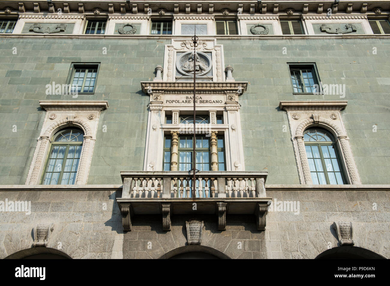 Italy,Lombardy,Bergamo,Città Bassa,detail of the facade of the Historic ...