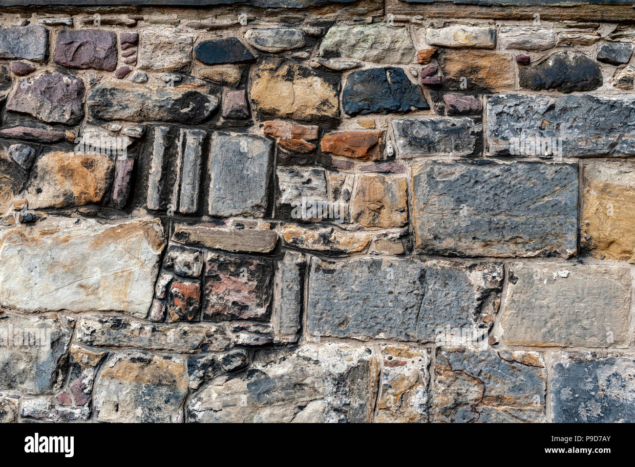 close up details pattern of background texture of stone brick wall on ...