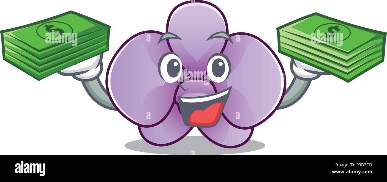With money bag orchid flower mascot cartoon Stock Vector Image & Art ...