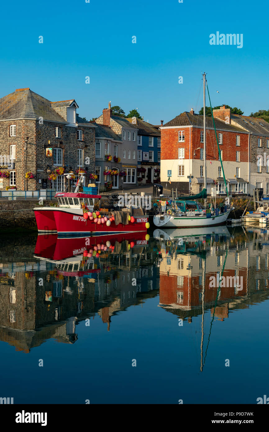 Padstow Cornwall England July 12, 2018 Early morning in the port of ...
