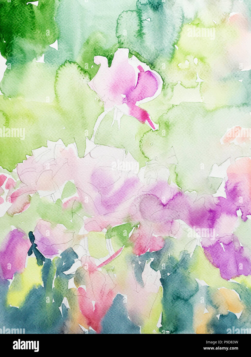 abstract handmade watercolor background, grunge light pattern texture ...