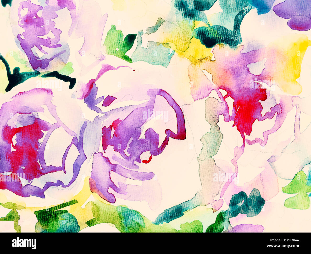 original watercolor painting of abstract roses flower, contemporary art ...