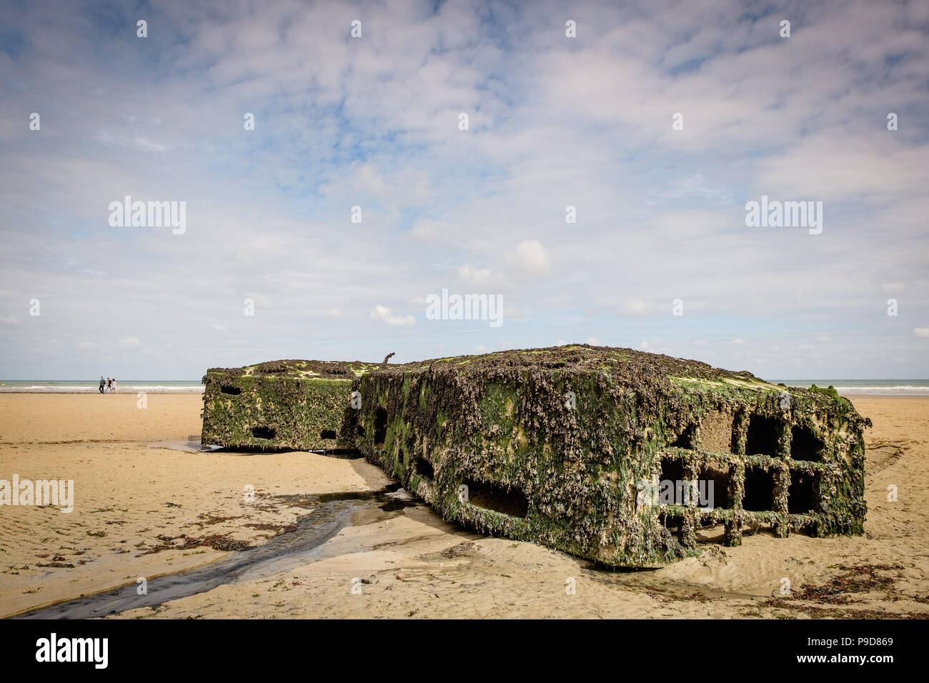 Remains of Mulberry Harbor at Arromanches, Normandy, France Stock Photo ...