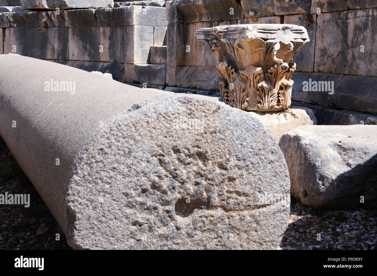 Decoration of the Greco-Roman amphitheatre, Myra, Turkey Stock Photo ...